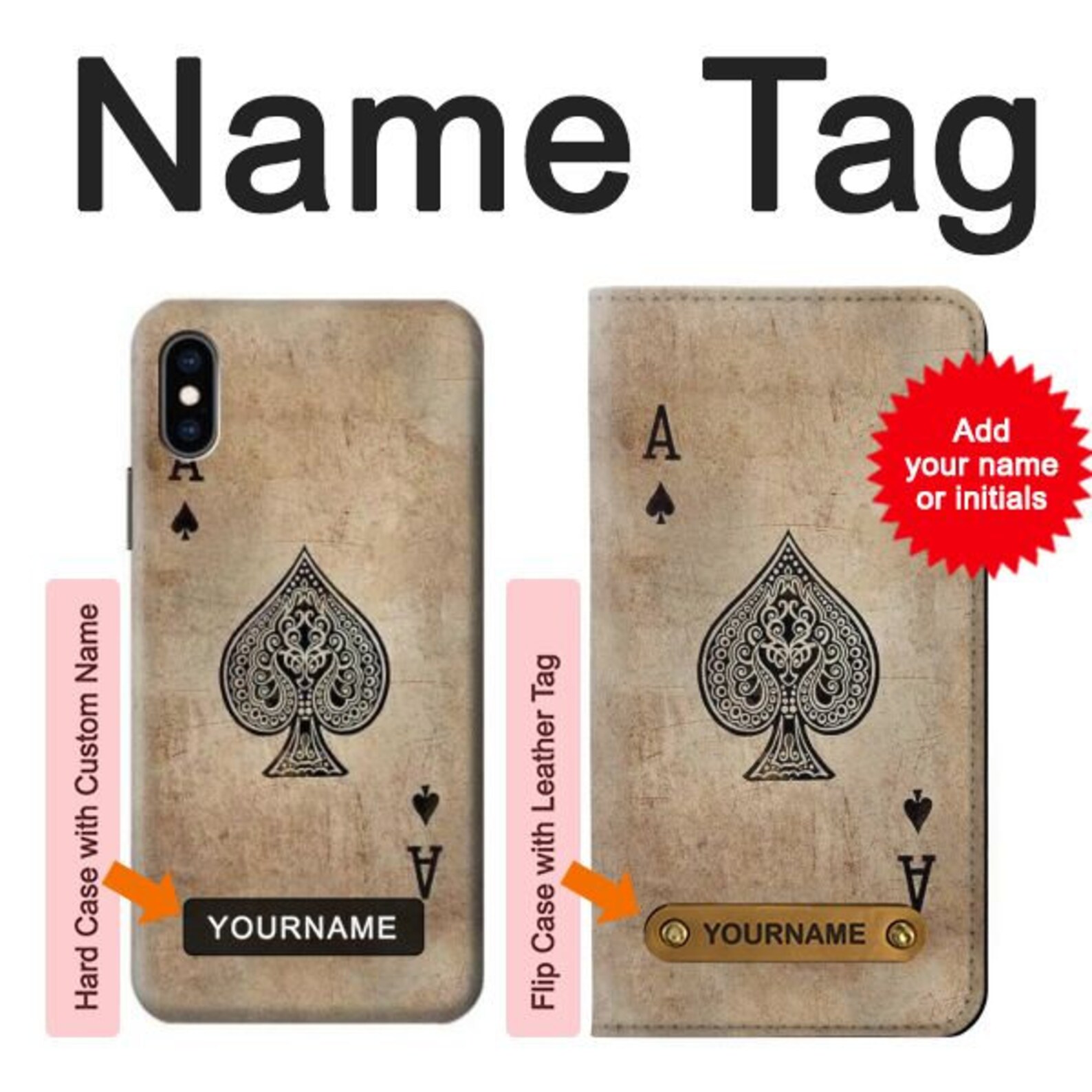 Vintage Spades Ace Card Hard & Leather Flip Case Iphone 14 Pro - Etsy