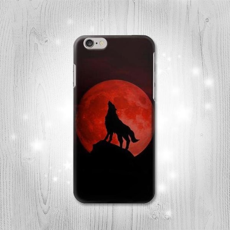 Wolf Howling Red Moon Hard & Leather Flip Case Iphone 13 Pro | Etsy