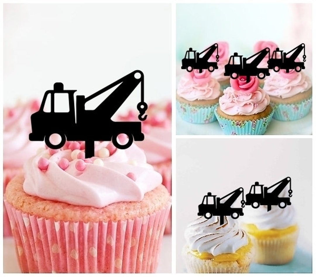 Cute Tow Truck Party Wedding Birthday Acrylic Cupcake Toppers Decor 10 ...
