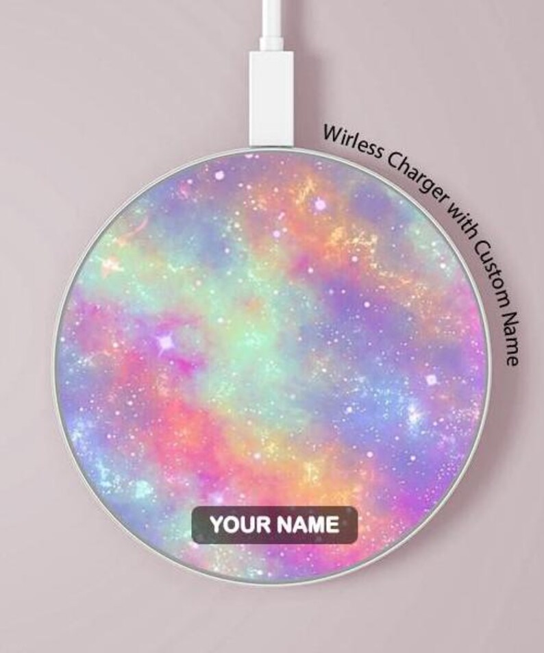 Pastel Rainbow Galaxy Pink Sky Wireless Charger Pad 15W Type-c iPhone ...