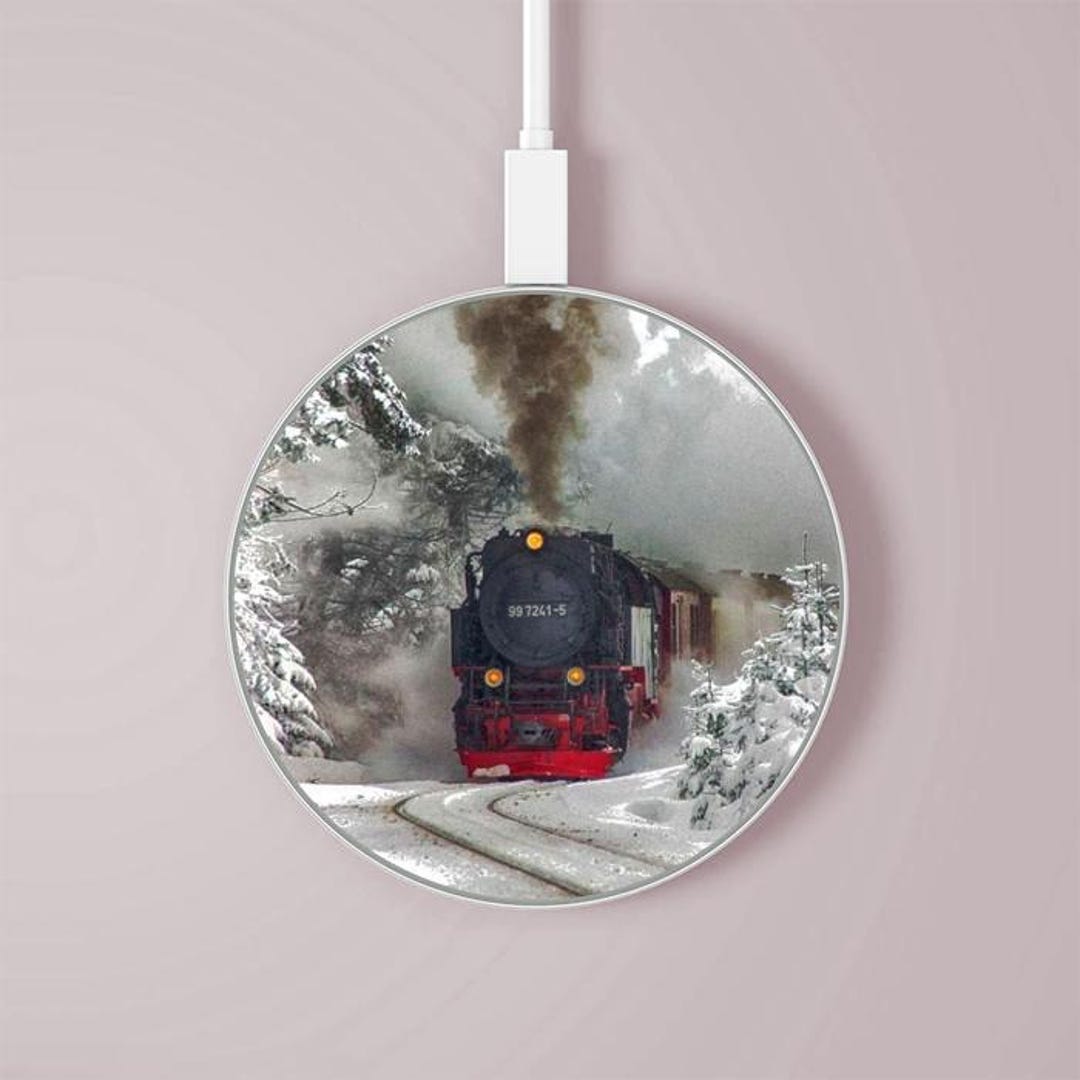 Steam Train Wireless Charger Pad 15W Type-c iPhone Android LED Light ...
