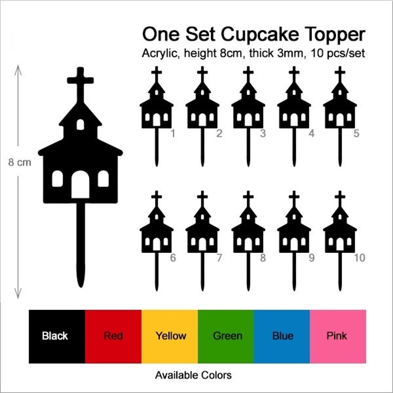 Christian Church Party Wedding Birthday Acrylic Cupcake Toppers Decor ...