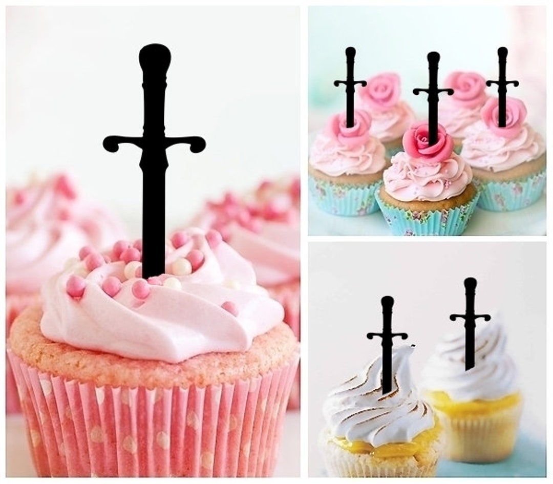 Sword Weapon Party Wedding Birthday Acrylic Cupcake Toppers Decor 10 ...