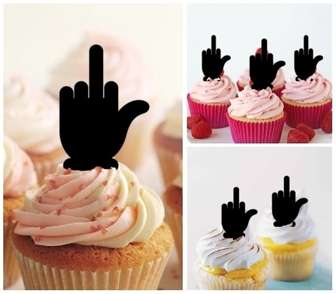 Funny Middle Finger Party Wedding Birthday Acrylic Cupcake Toppers ...