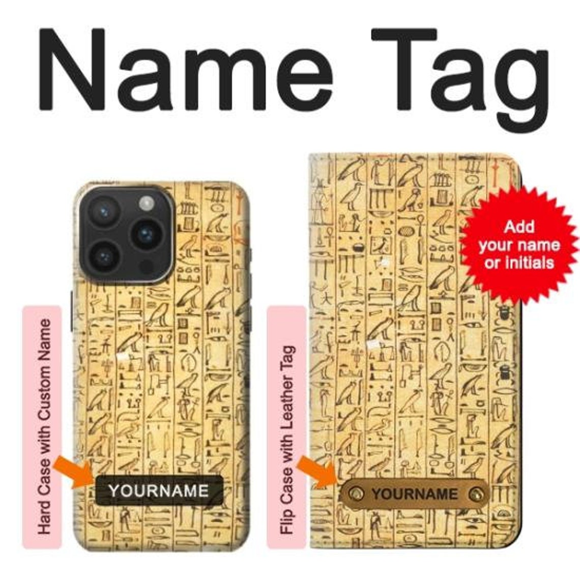 Egyptian Coffin Texts Hard & Leather Flip Case iPhone 17 Pro Max Air ...