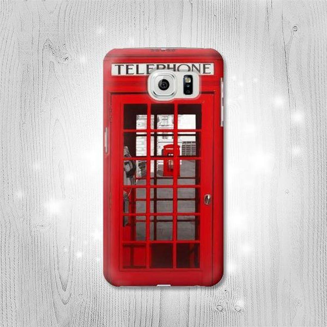 Classic British Telephone Box Hard & Leather Flip Case Huawei Motorola ...