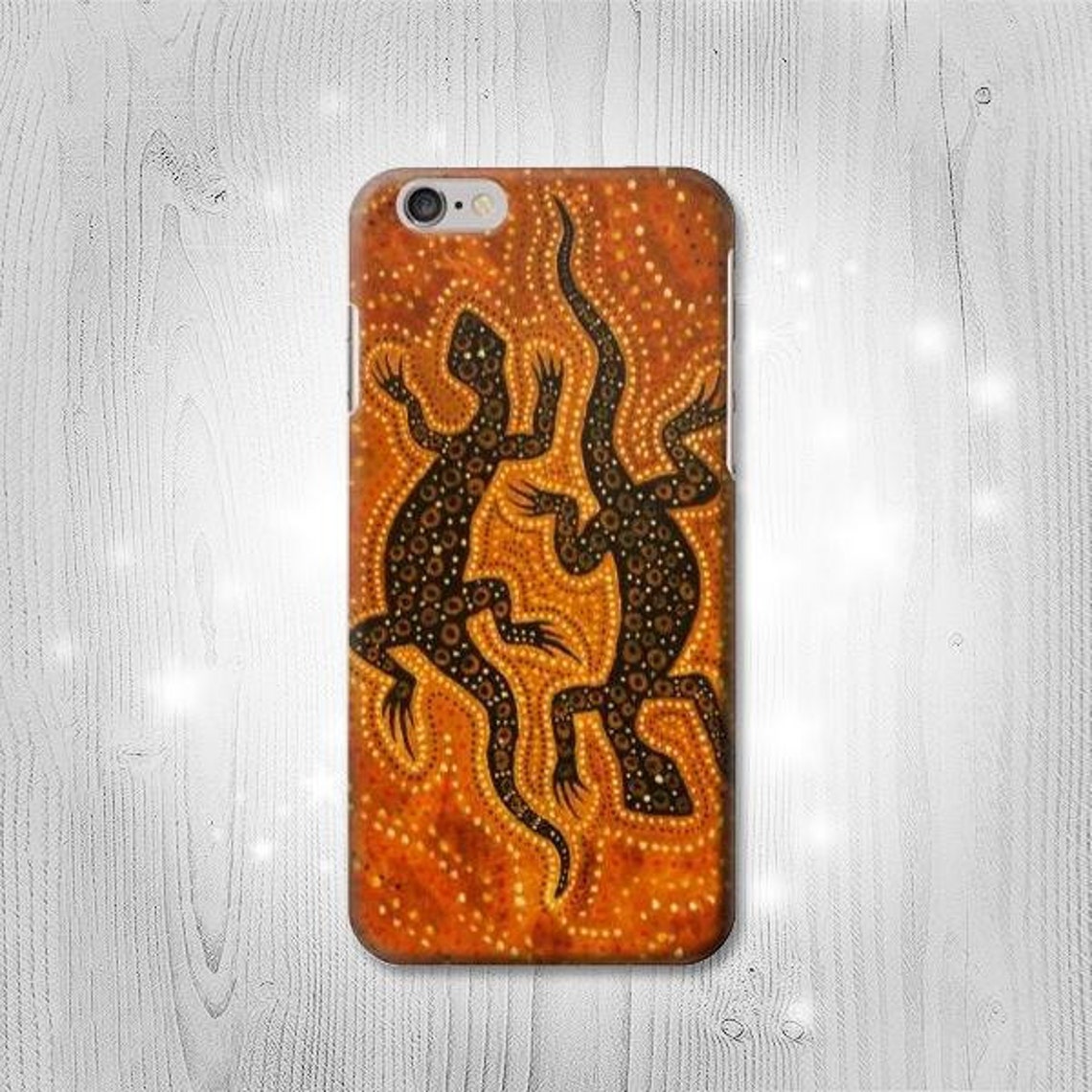 Lizard Aboriginal Art Hard & Leather Flip Case Iphone 14 Pro - Etsy