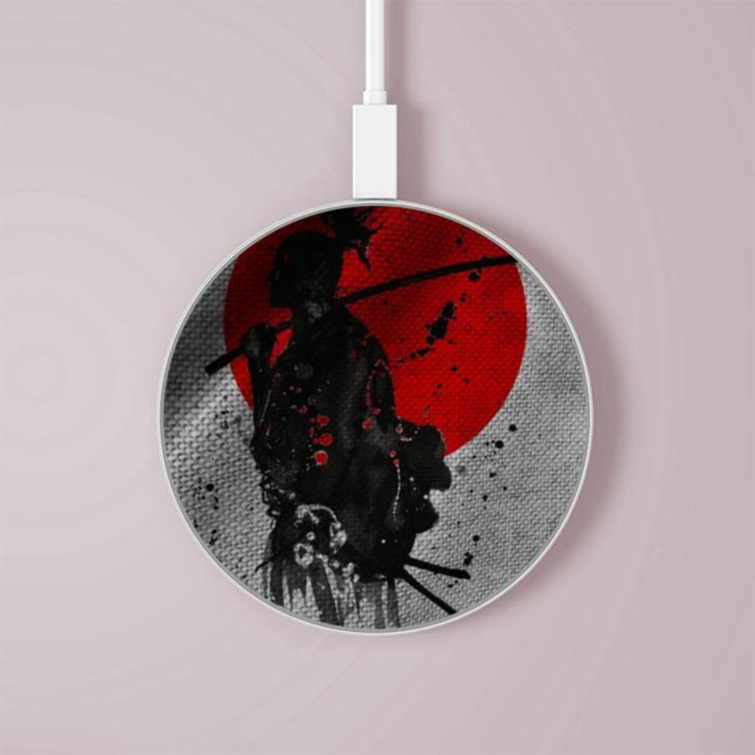 Japan Flag Samurai Wireless Charger Pad 15W Type-c iPhone Android LED ...