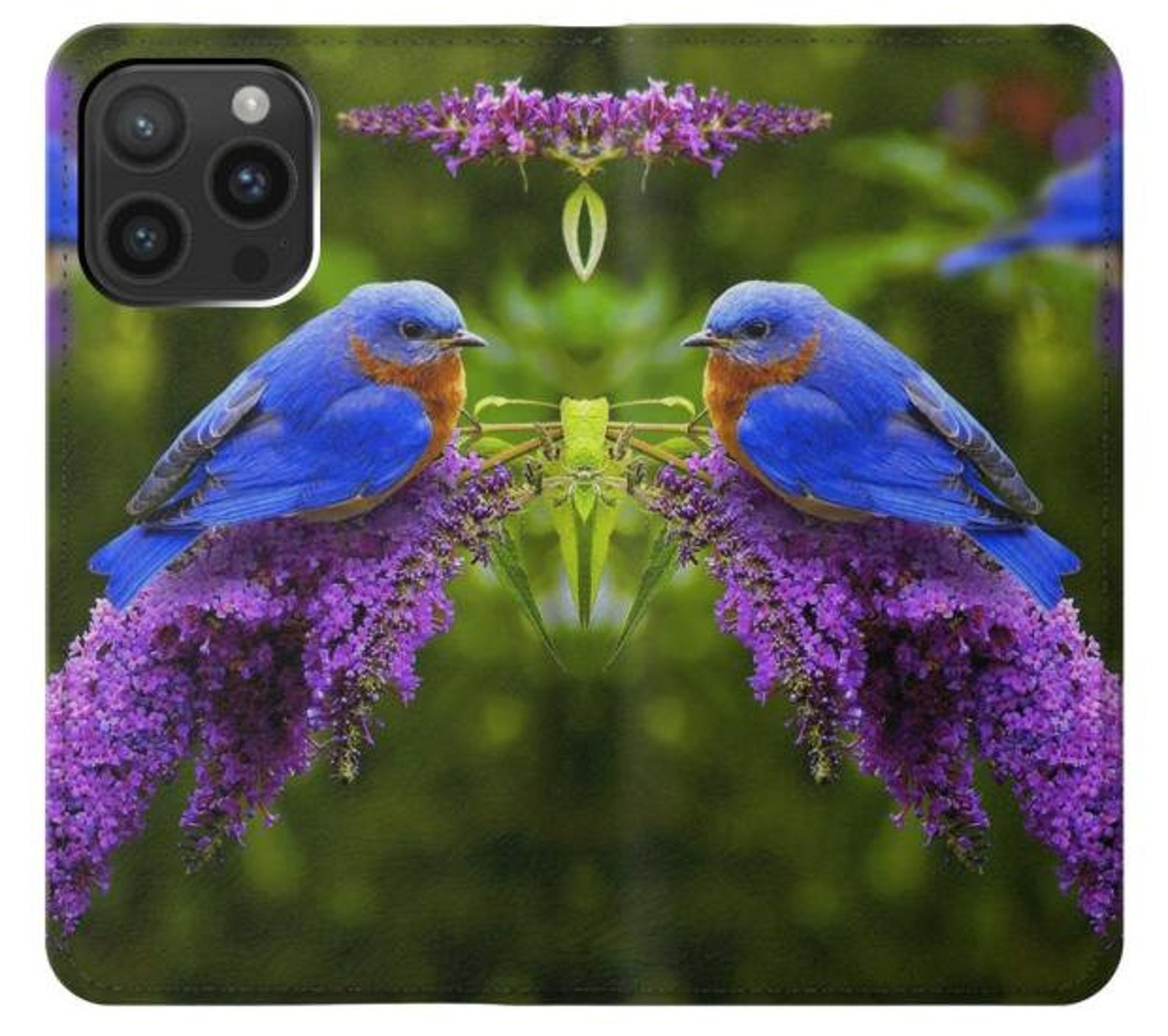 Bluebird of Happiness Blue Bird Hard & Leather Flip Case iPhone 15 Pro ...