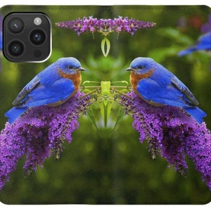 Bluebird of Happiness Blue Bird Hard & Leather Flip Case iPhone 16 Pro ...