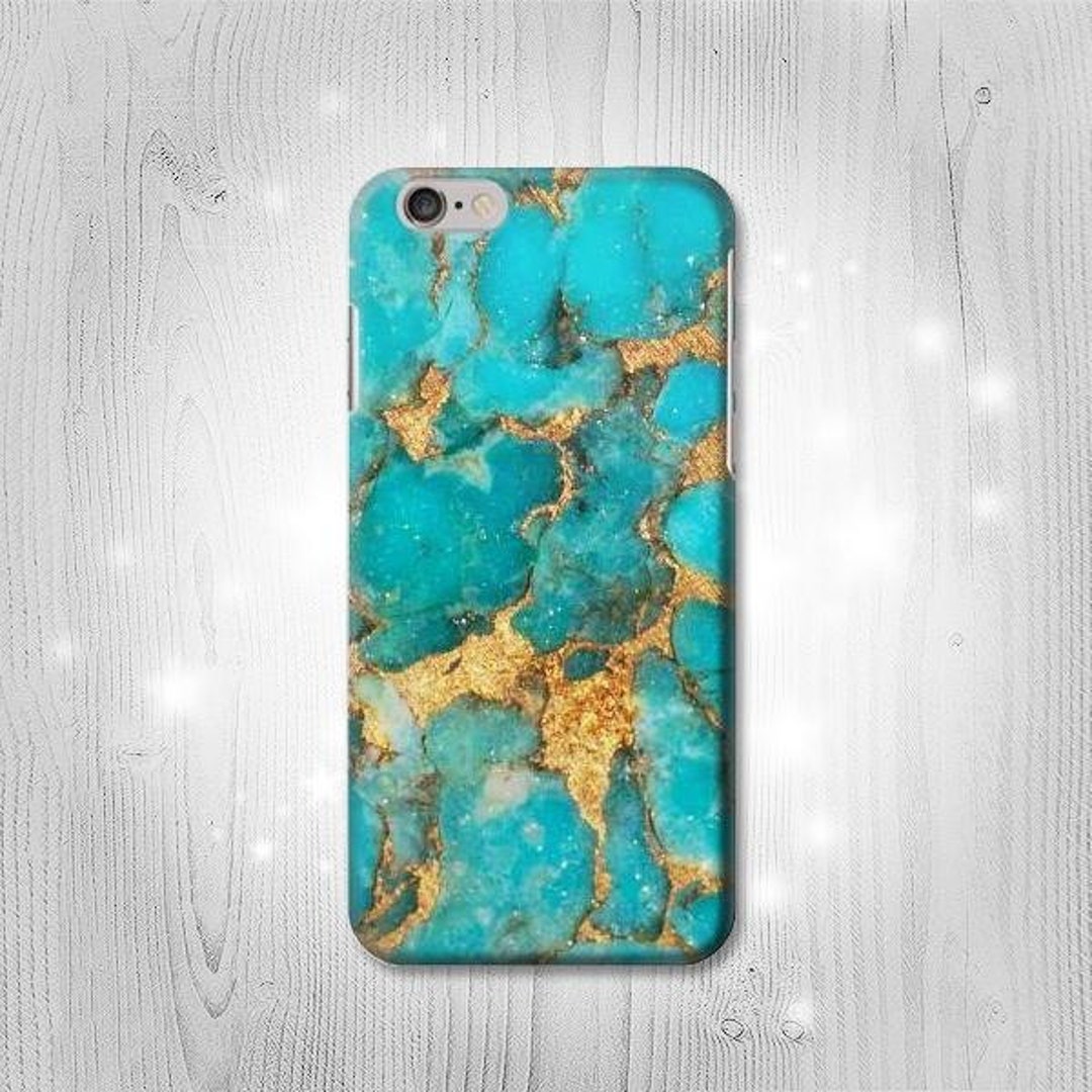 Aqua Turquoise Stone Graphic Hard & Leather Flip Case iPhone - Etsy