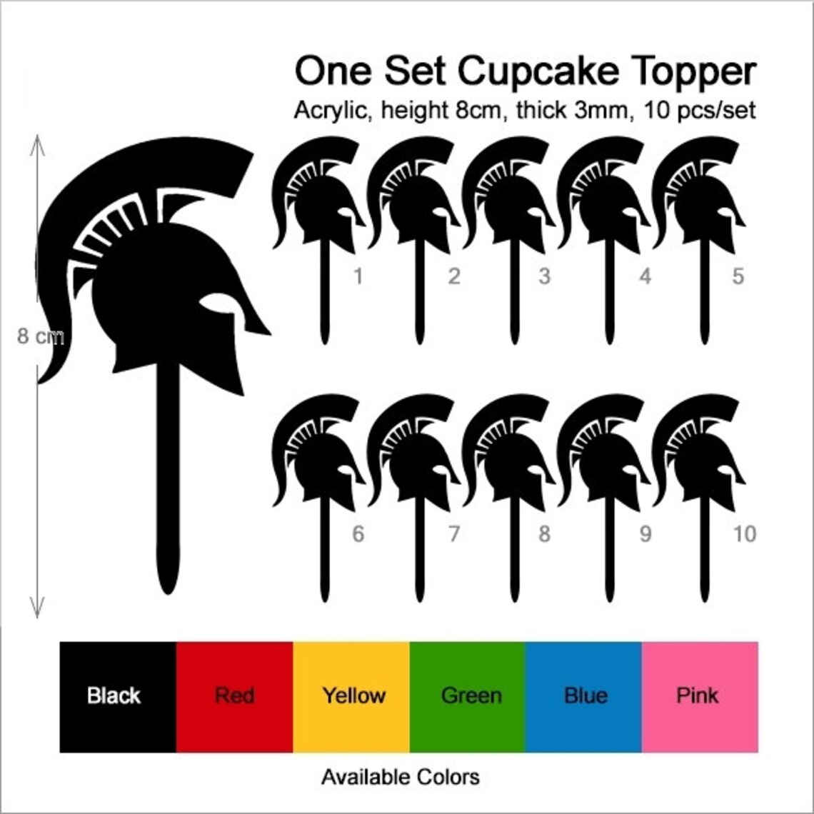 Roman Spartan Sparta Helmet Party Wedding Birthday Acrylic Cupcake ...