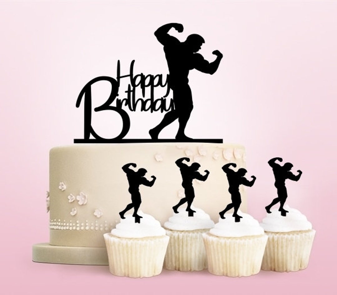 Happy Birthday Bodybuilding Party Wedding Birthday Acrylic Cake Topper ...
