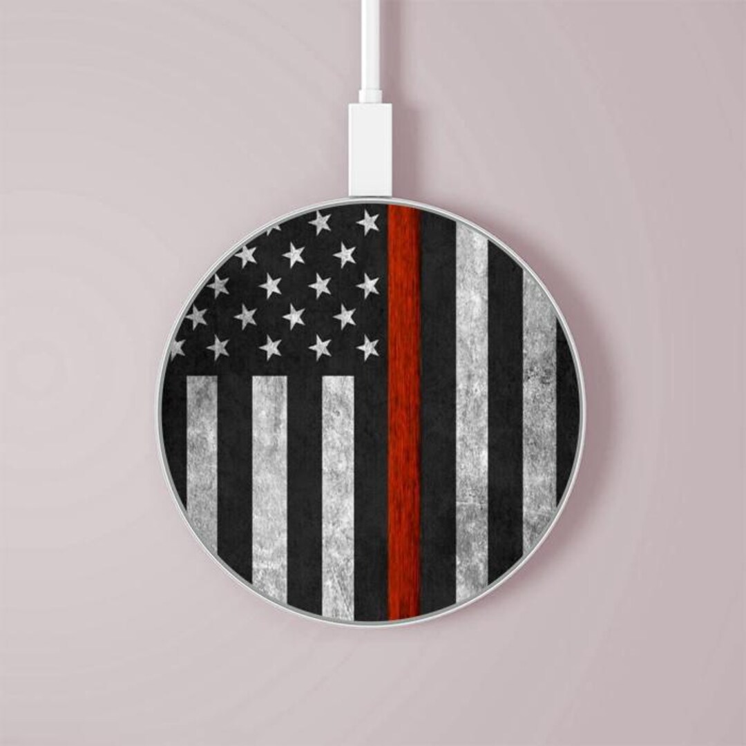 Firefighter Thin Red Line Flag Wireless Charger Pad 15W Type-c iPhone ...