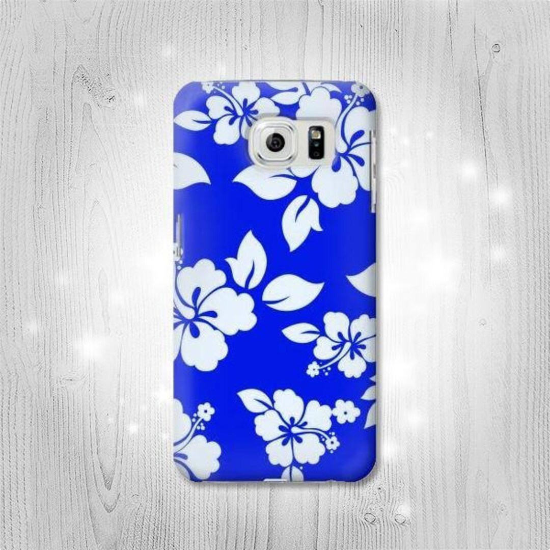 Hawaiian Hibiscus Blue Pattern Hard & Leather Flip Case Huawei Motorola ...