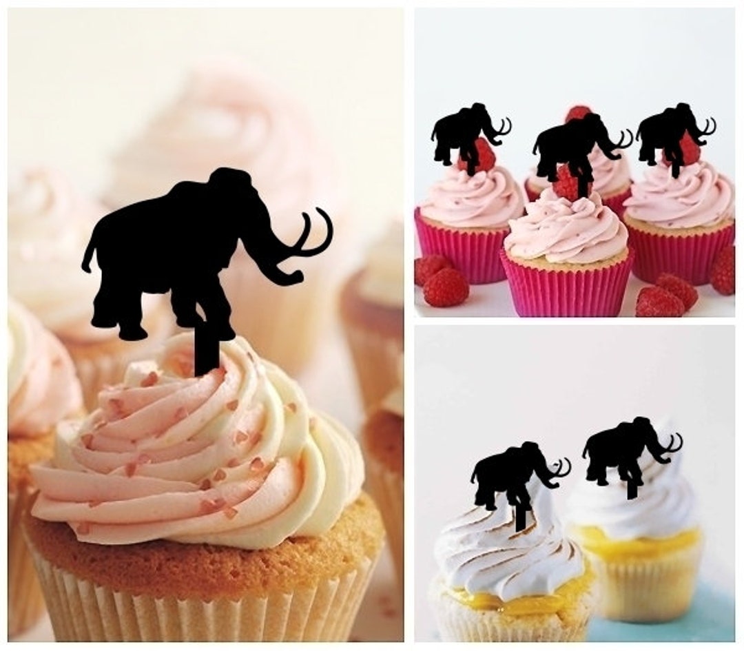 Mammoth Ice Age Party Wedding Birthday Acrylic Cupcake Toppers Decor 10 ...