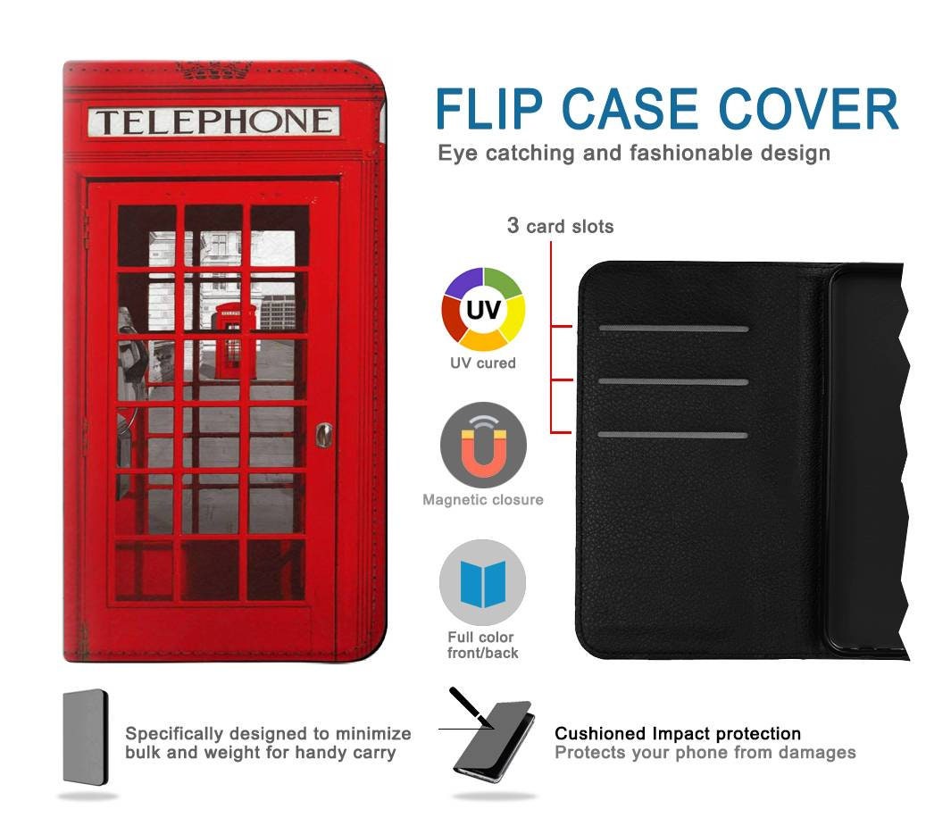 Classic British Telephone Box Hard & Leather Flip Case iPhone 17 Pro ...