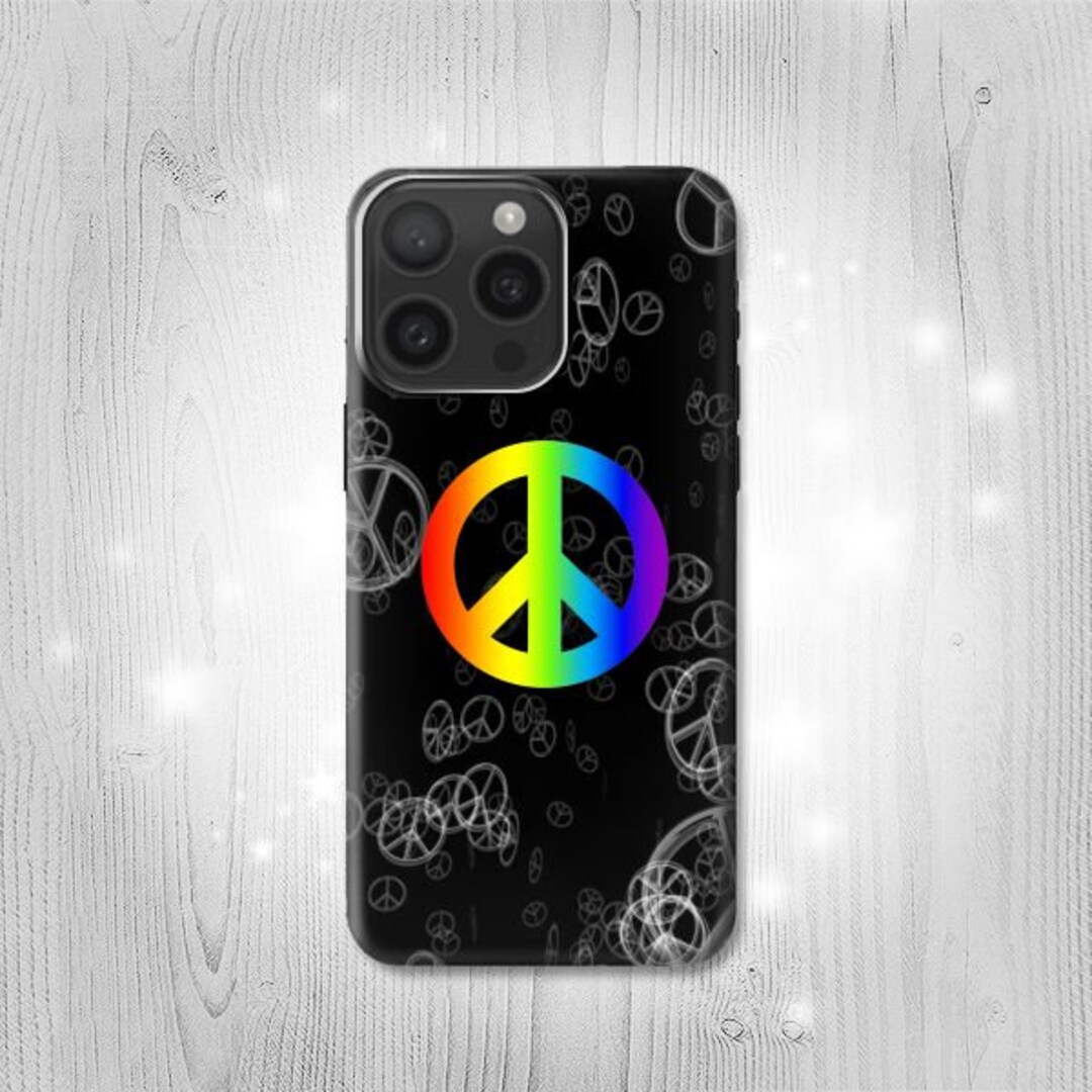 Peace Sign Hard & Leather Flip Case iPhone 16 Pro Max Plus Samsung ...