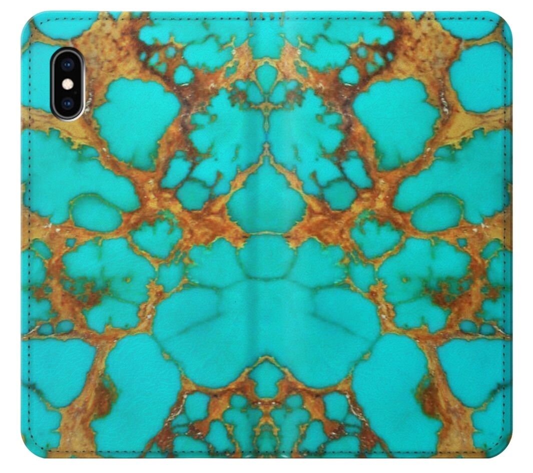 Aqua Copper Turquoise Graphic Print Hard & Leather Flip Case | Etsy