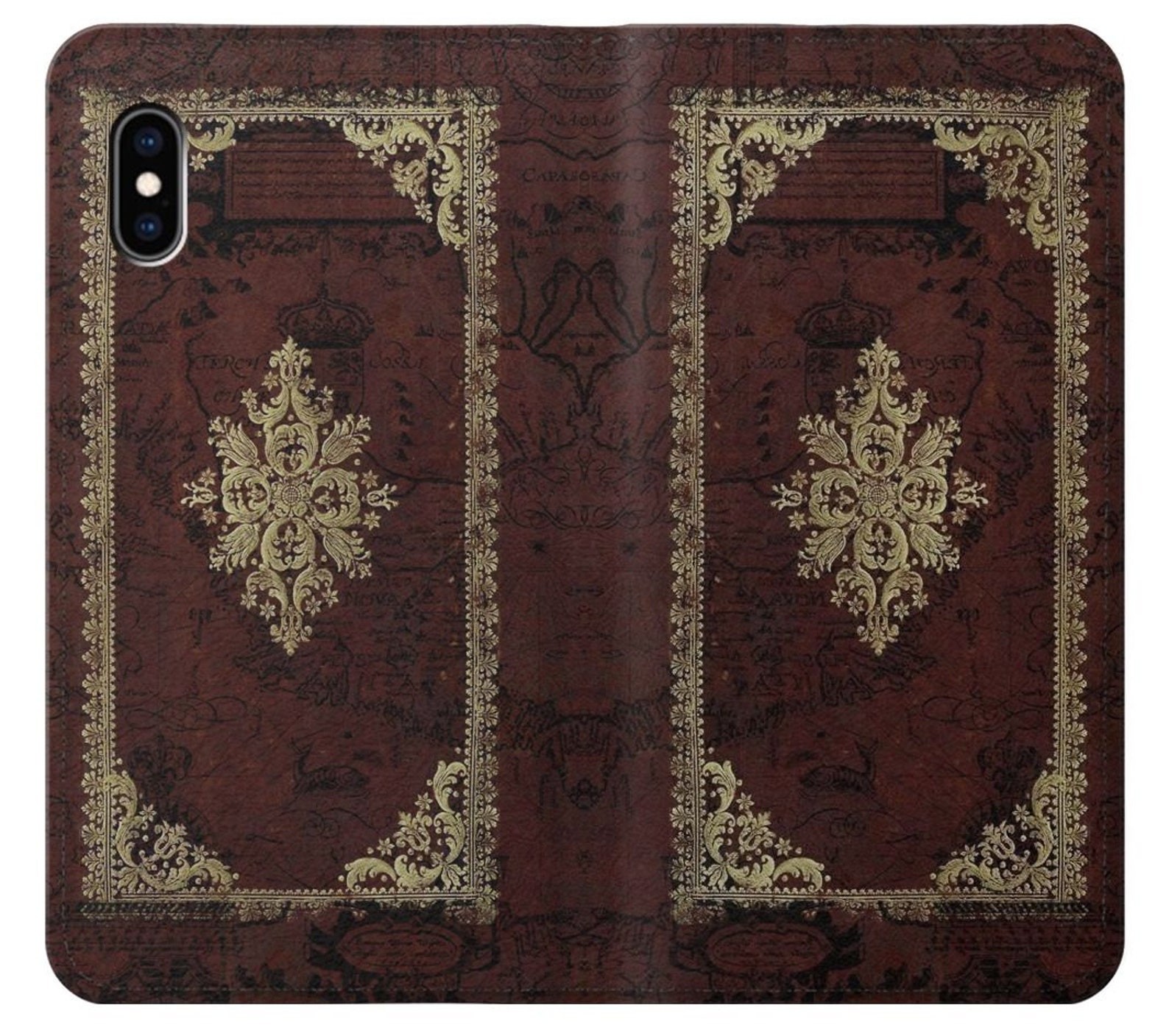 Vintage Map Book Cover Hard & Leather Flip Case Iphone 14 Pro - Etsy