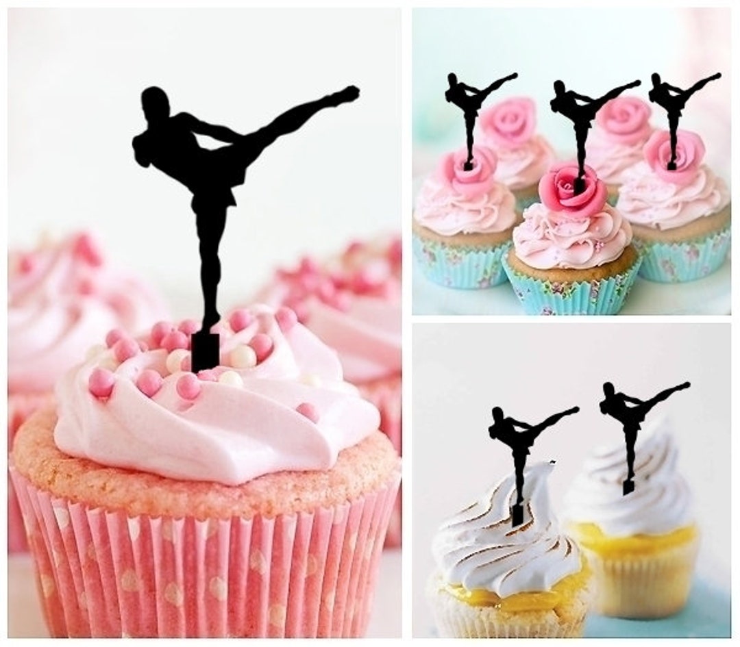 Muay Thai Kickboxing Party Wedding Birthday Acrylic Cupcake Toppers ...