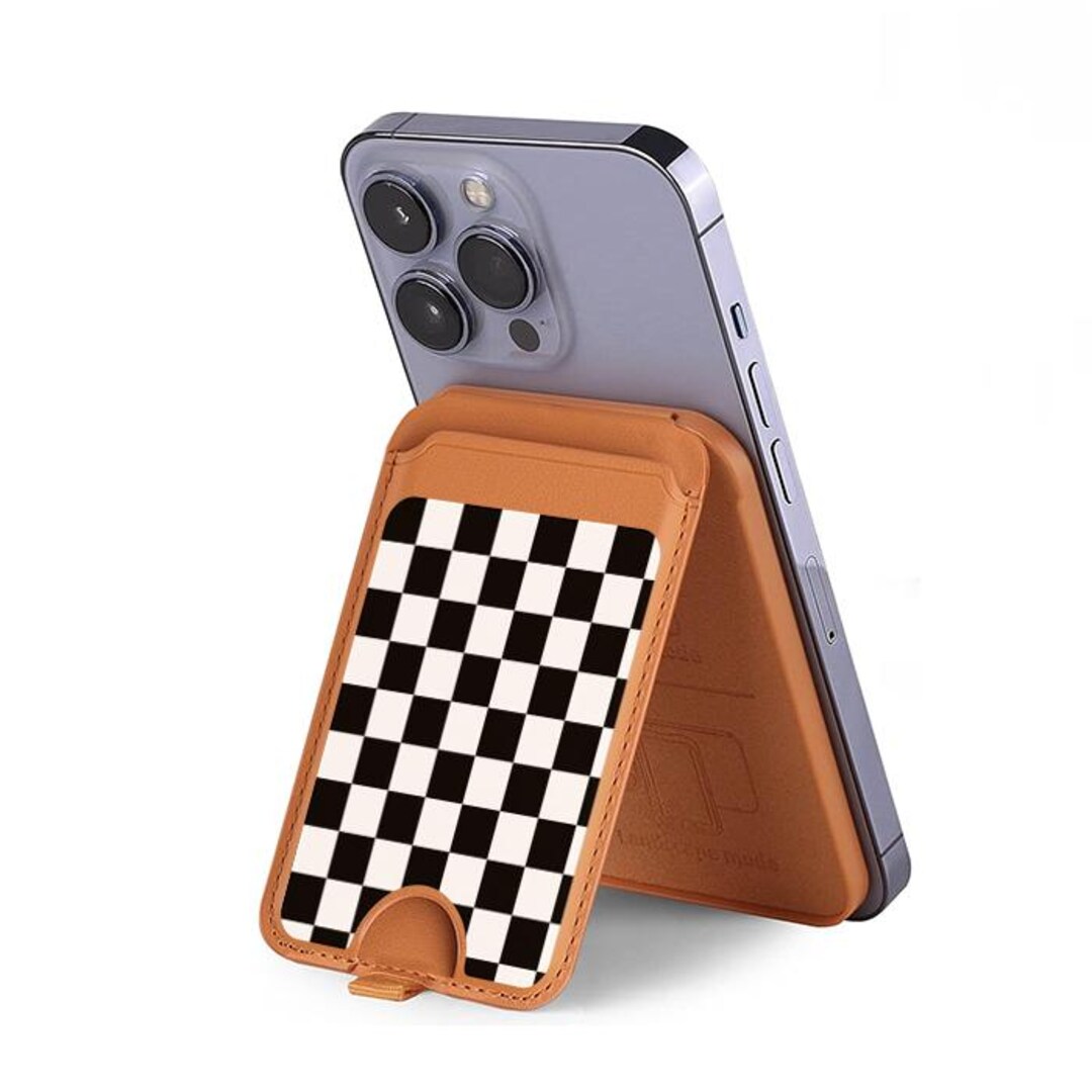 Black and White Check Chess Board Graphic Magnetic Card Wallet Holder ...