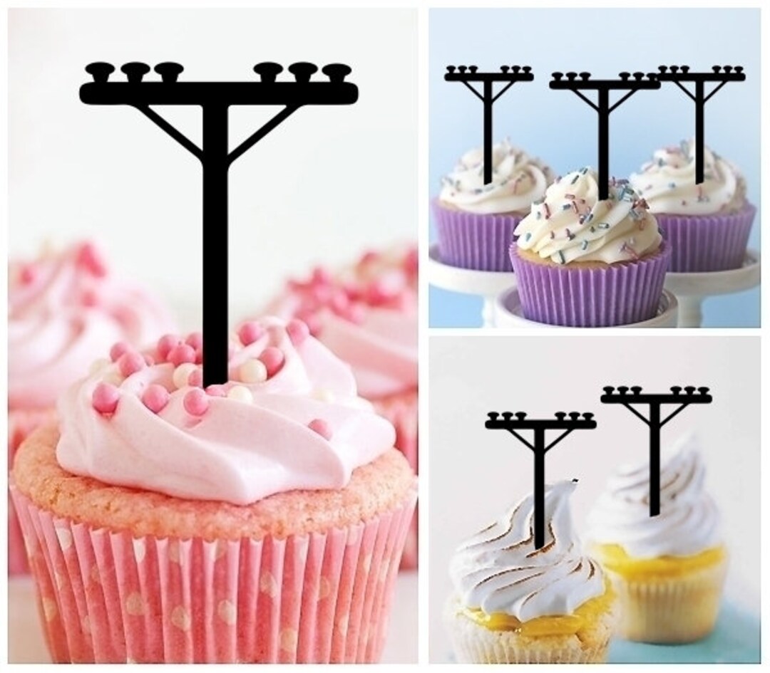 Electric Pole Power Lines Party Wedding Birthday Acrylic Cupcake ...