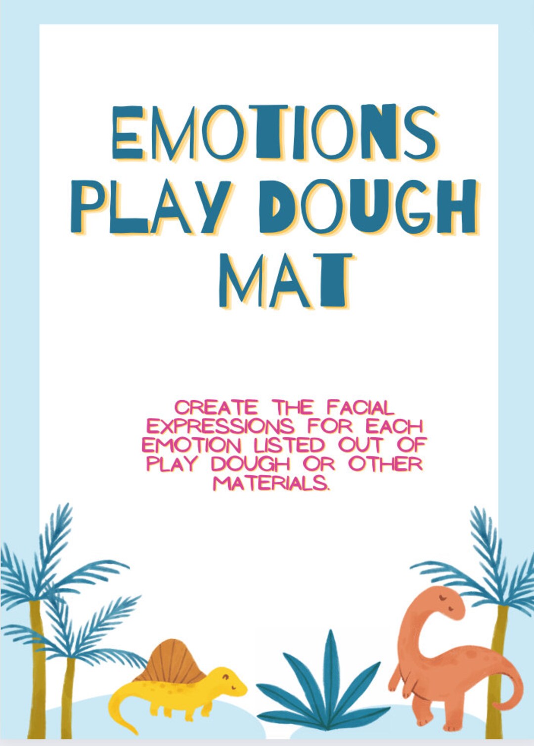 Dinosaur Themed Emotions Play Dough Mats - Etsy