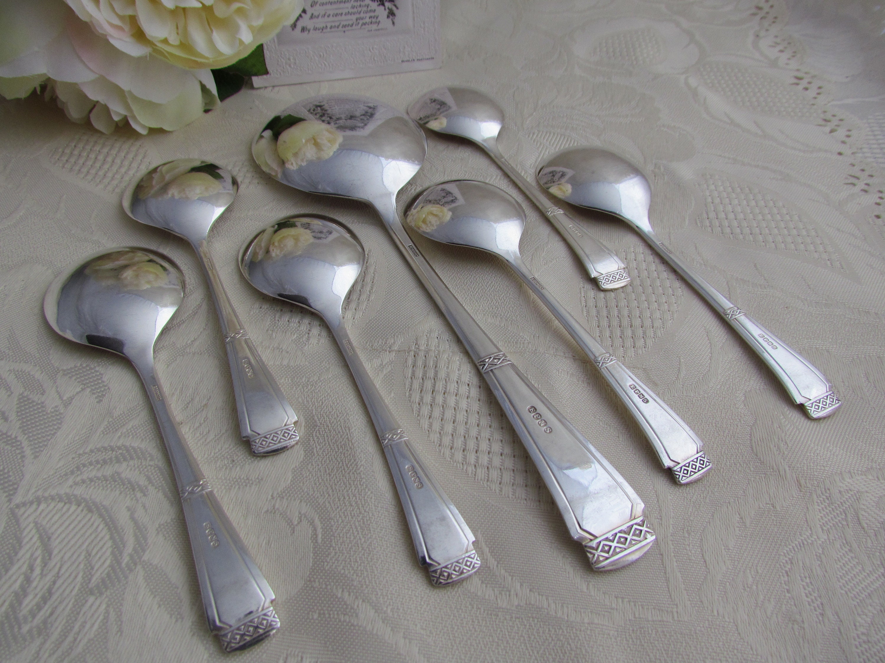 Vintage Silver Plated Dessert Spoon Set 6 Fruit, Dessert or Trifle ...