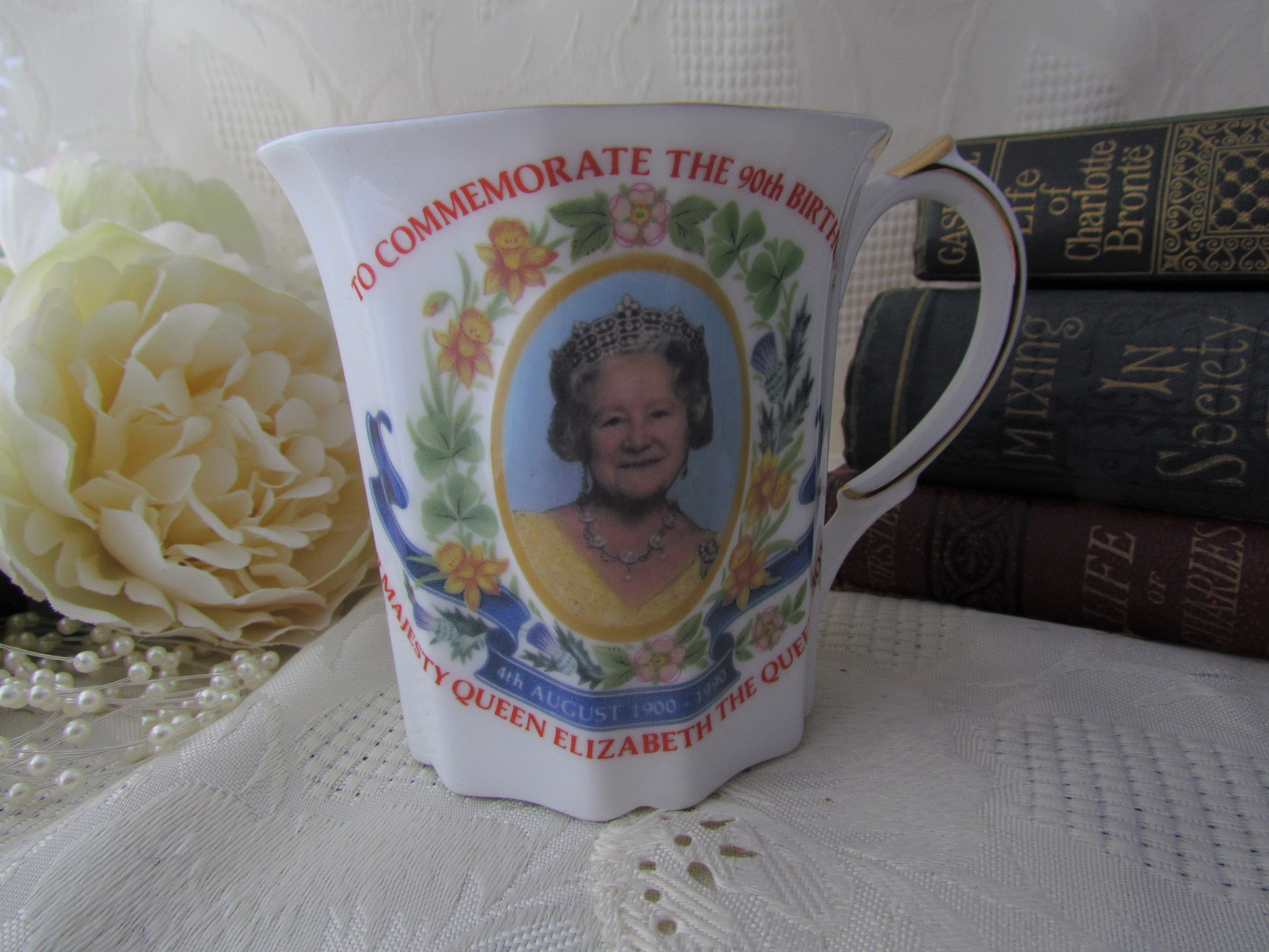 Commemorative Mug 1990s Vintage Queen Elizabeth The Queen Mother 90Th ...