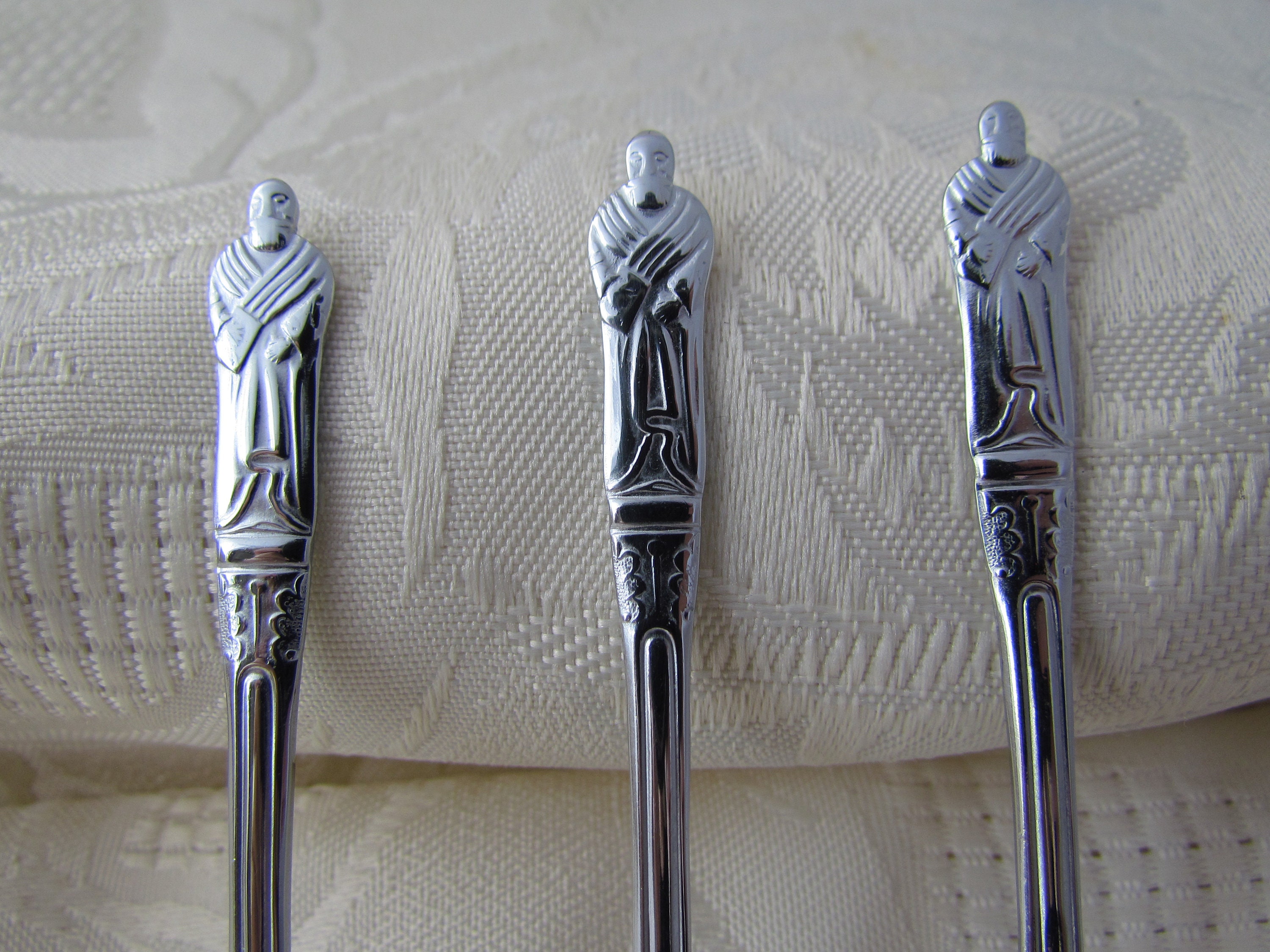 Vintage Boxed Set of 6 Chrome Plated Apostle Spoons Circa 1950's - Etsy