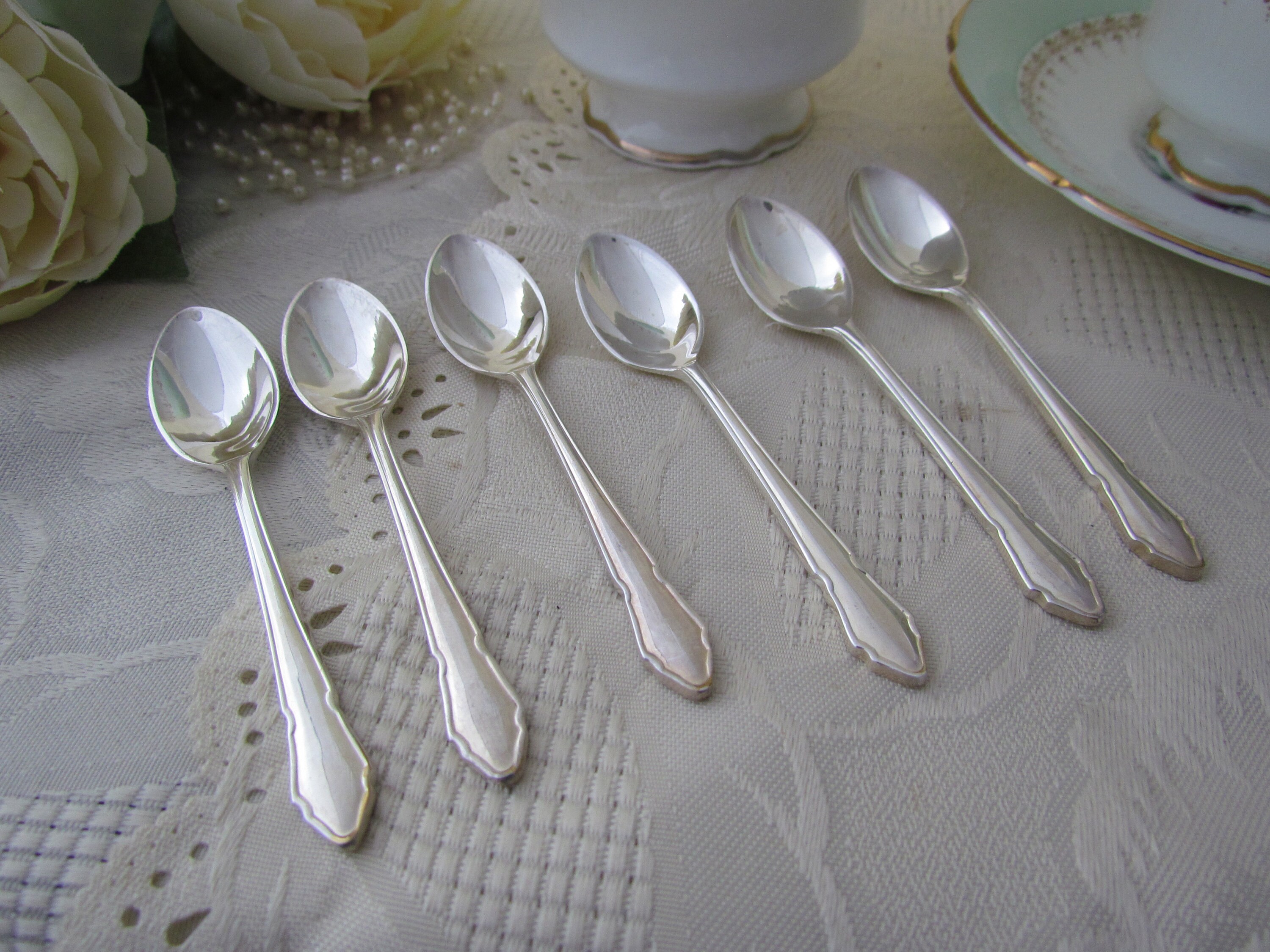Art Deco Silver Plated Set of 6 Demitasse Spoons/coffee Spoons Dubarry ...