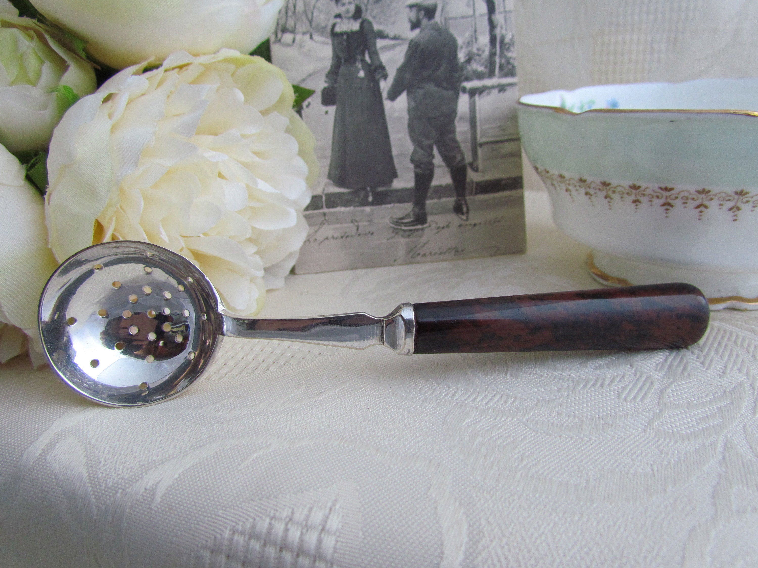 Vintage Silver Plated Sugar Sifter Spoon/sugar Dredger Spoon With Faux ...