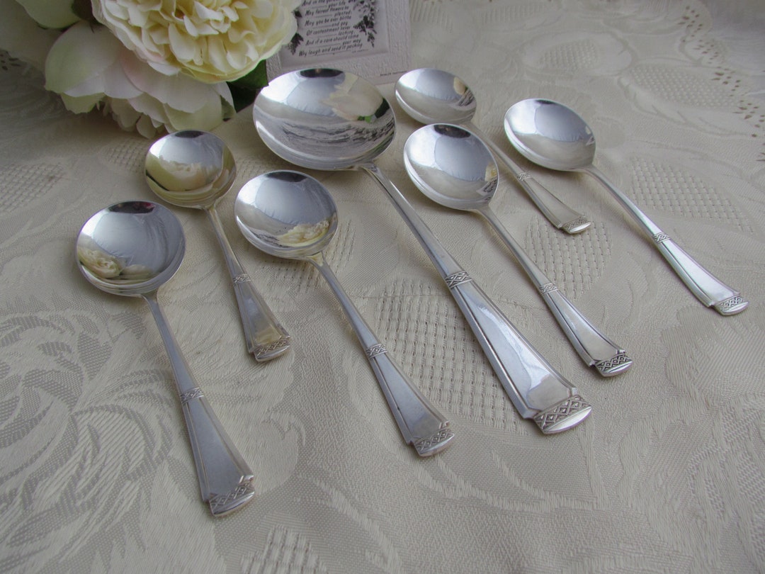 Vintage Silver Plated Dessert Spoon Set - 6 Fruit, Dessert or Trifle ...