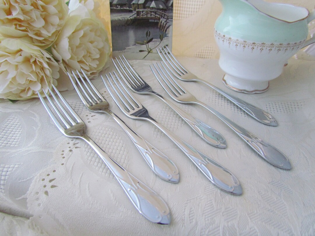 Vintage Viners "chromoid" Set of 6 Dessert Forks - Sheffield, England ...