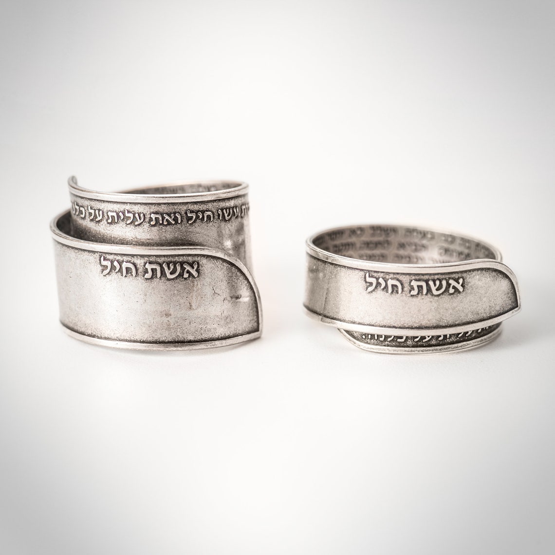 Custom Engraved Ring Sterling Silver Ring Open Ring Hebrew - Etsy