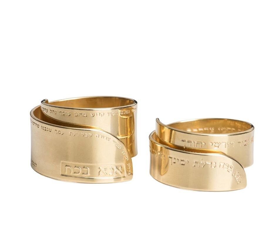 Kabbalah Prayer Ring, Gold Plated Adjustable Jewish Jewelry, Ana ...