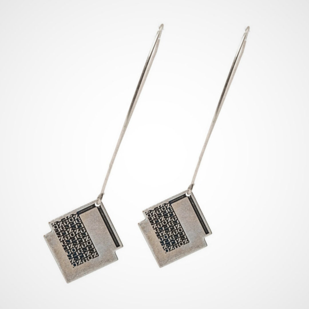 Jewish Earrings, Silver Dangle Earrings, Geometric Threader Earrings ...