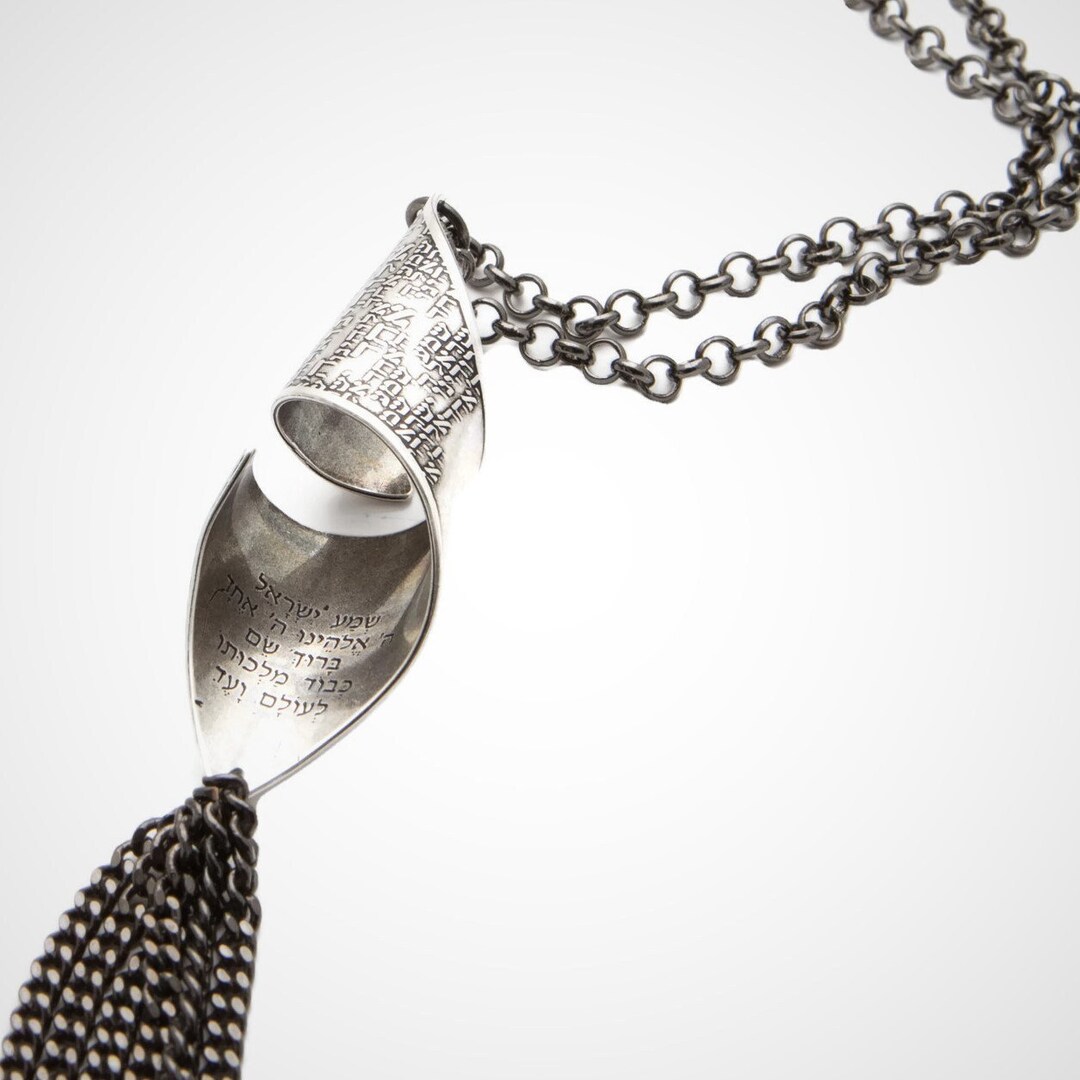 Shema Israel Necklace, Jewish Gift, Prayer Jewelry, Silver Tassel ...