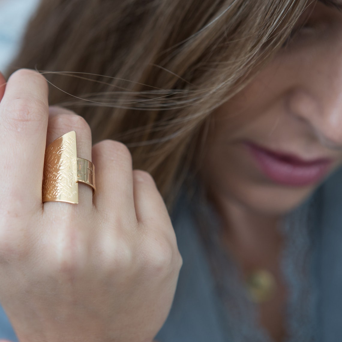 Custom Statement Ring Unique Gold Ring Love Ring Jewish | Etsy