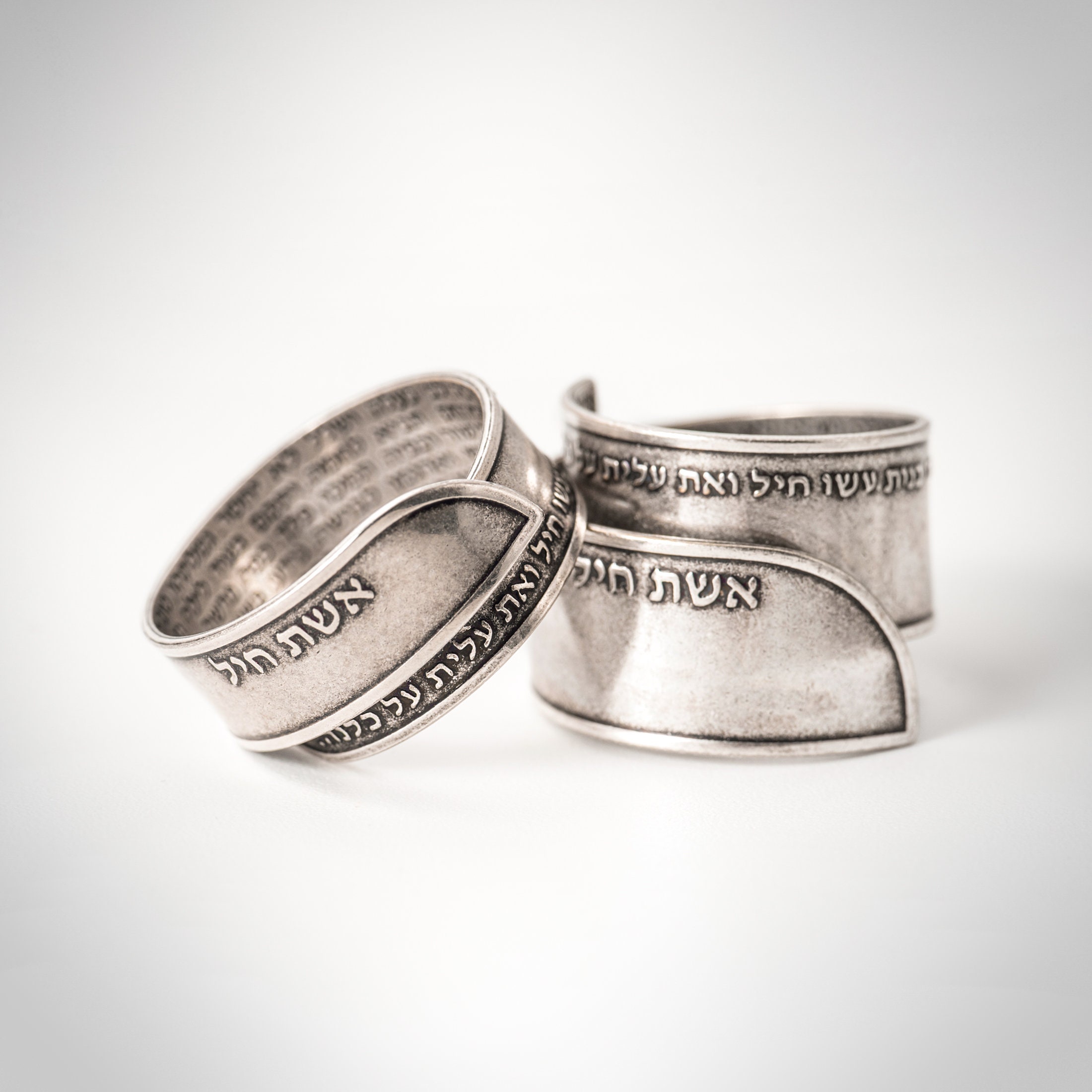 Custom Engraved Ring Sterling Silver Ring Open Ring Hebrew - Etsy