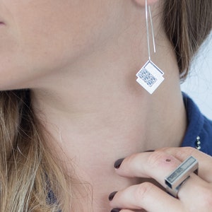 Jewish Earrings, Silver Dangle Earrings, Geometric Threader Earrings ...