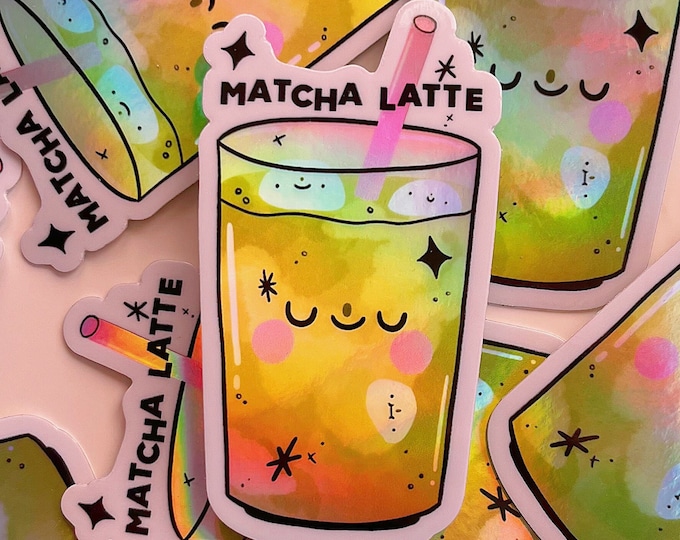 Holographic Matcha Latte Sticker for Every Matcha and Kawaii Lover Out ...