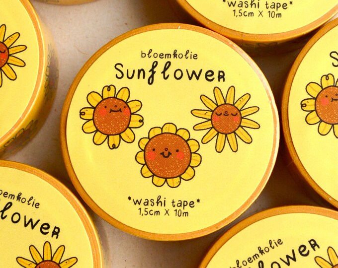 Sunflower Washi Tape / Cute and Kawaii Stationery / Funny Illustration ...