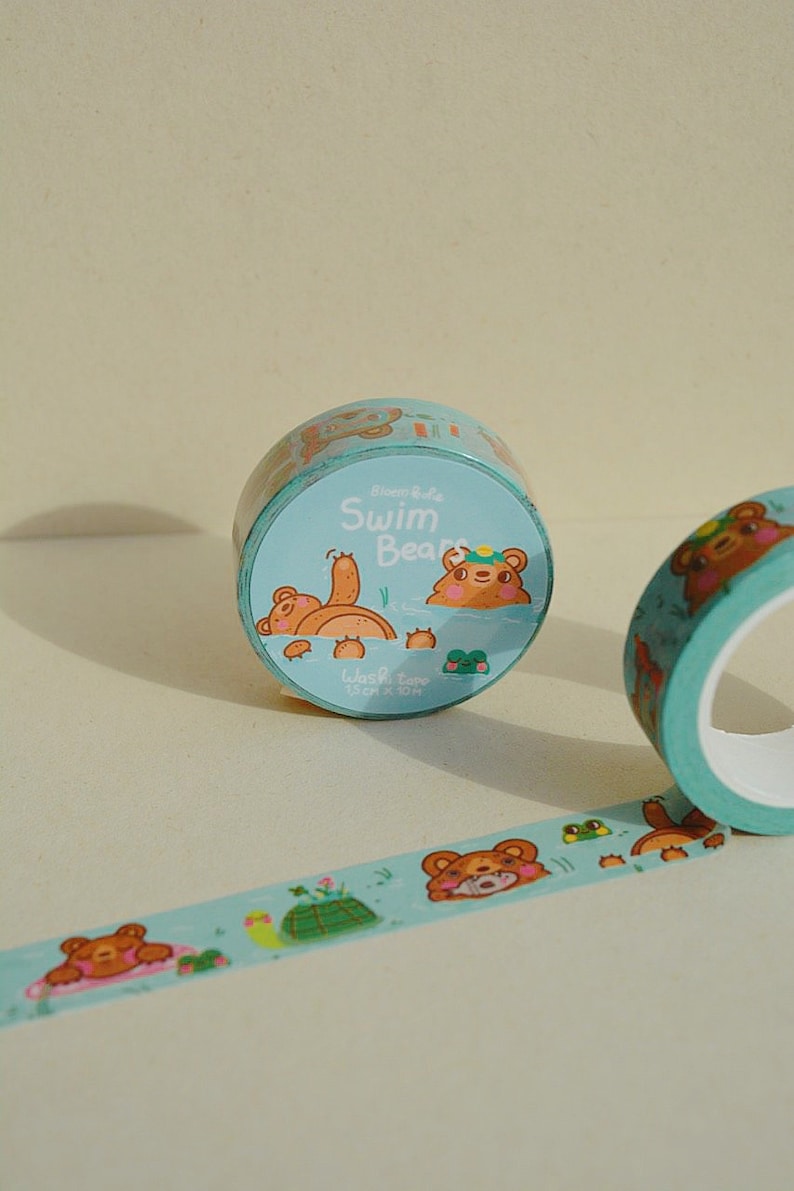 Swim Bears Washi tape Deco cute animal tape funny animals - Etsy Nederland