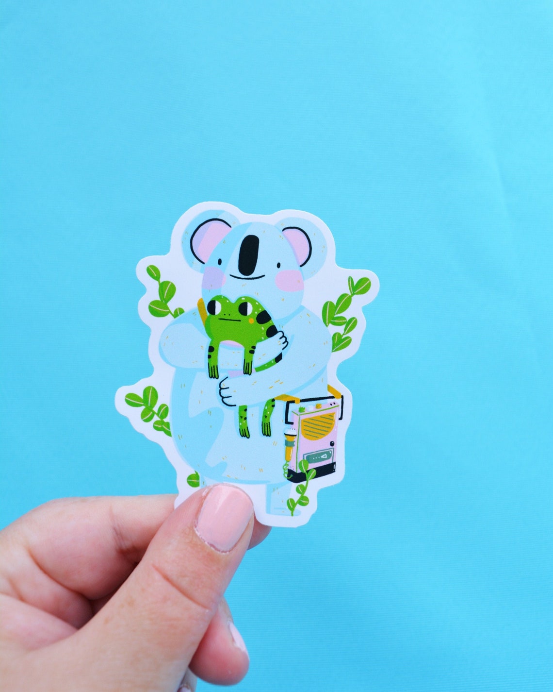 Koala and Frog Sticker Vinyl Die Cut Animal Kawaii Sticker | Etsy