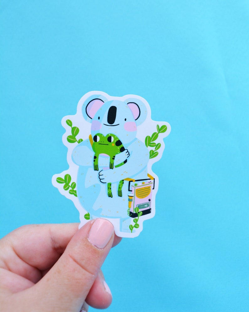 Koala and Frog Sticker Vinyl Die Cut Animal Kawaii Sticker - Etsy