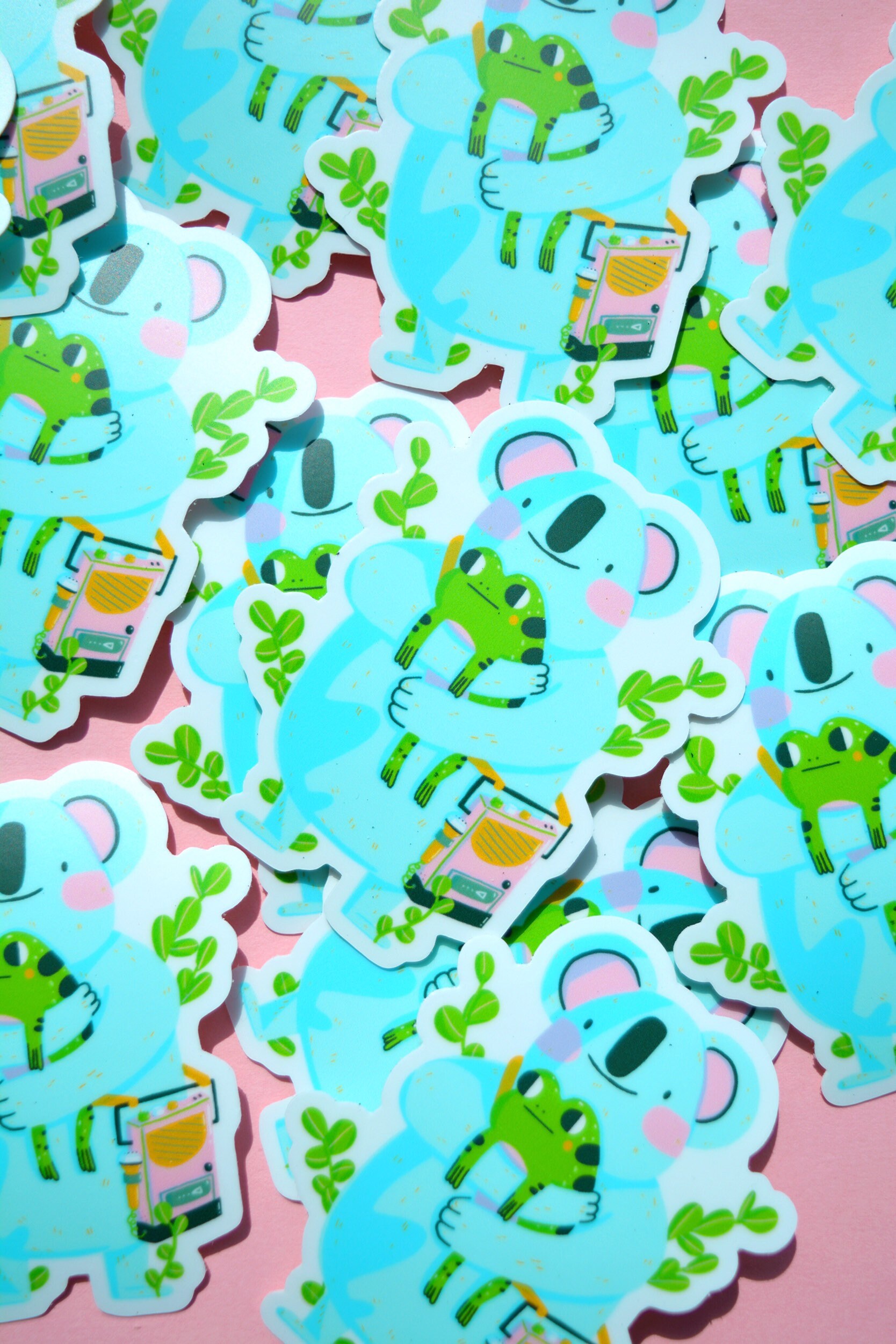 Koala and Frog Sticker Vinyl Die Cut Animal Kawaii Sticker - Etsy