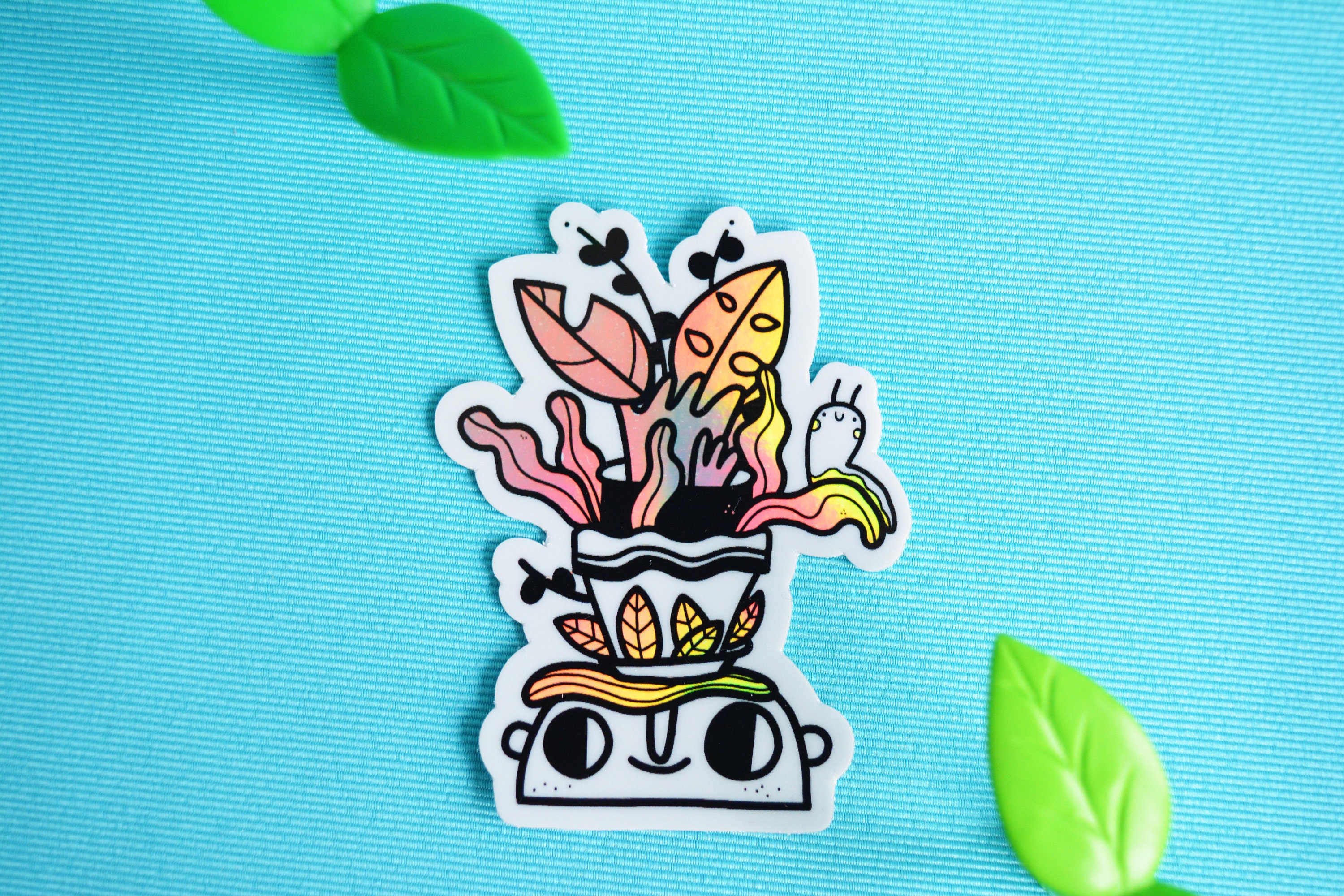 Plant Totem Sticker Snail Sticker Vinyl Sticker Cute - Etsy
