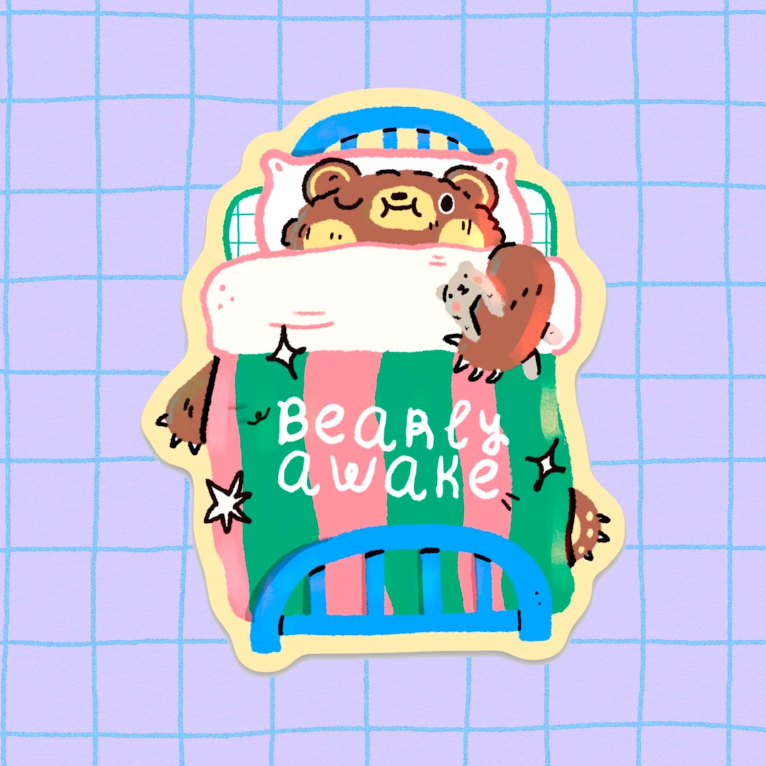 Bearly Awake Vinyl Sticker / Cute Bear Sticker / Dishwasher Safe / Cute ...